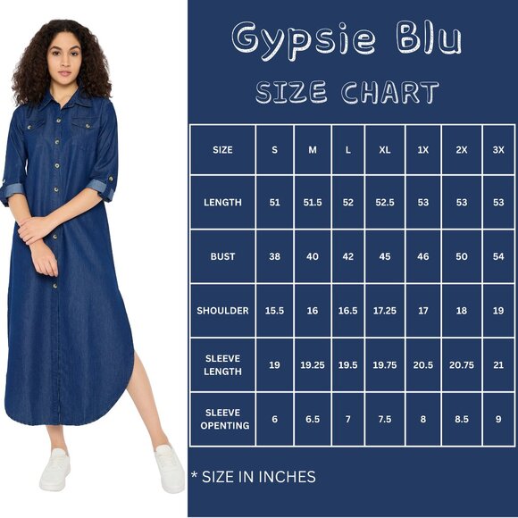 Gypsie Blu | Dresses | Gypsie Blu Women Denim Stylish Shirt Dress ...